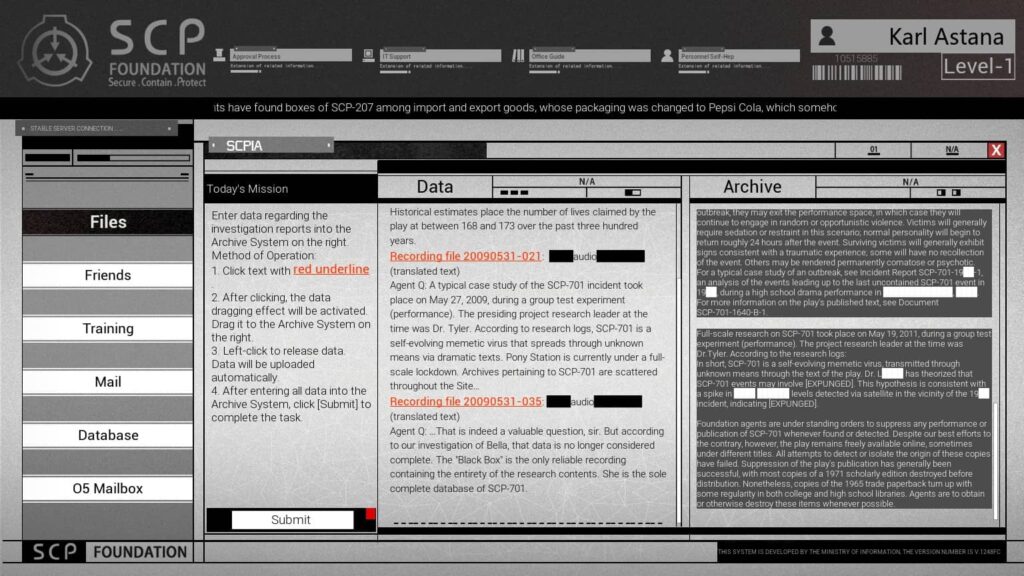 SCP: Secret Files – archivování toho nejzvláštnějšího | Gaming Professors