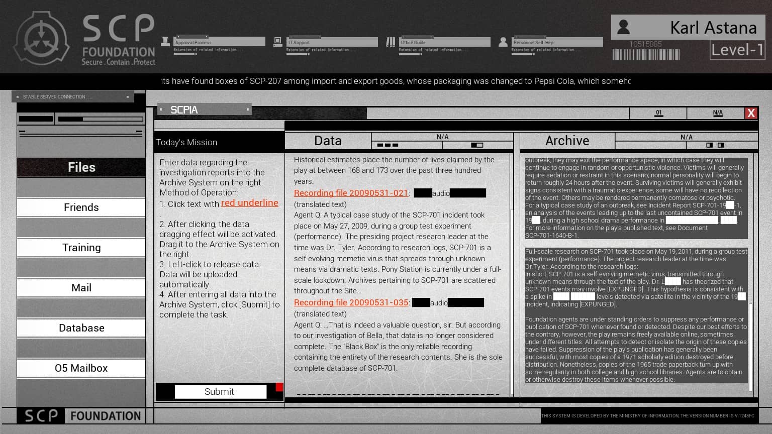 SCP: Secret Files – archivování toho nejzvláštnějšího | Gaming Professors